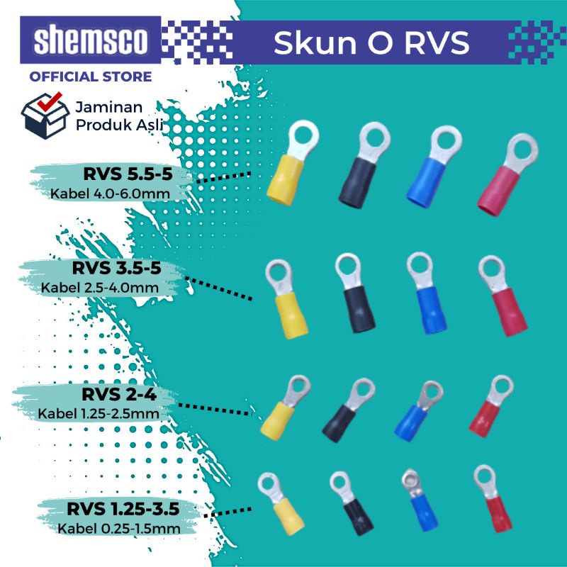 Jual RVS-3.5-5 Kabel 2.5mm - 4mm Insulated Cable Lug O Ring Skun Bulat ...