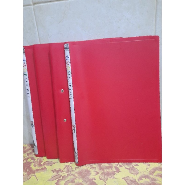 Jual Map plastik jepit/clip file/ukuran folio/warna merah/murah ...