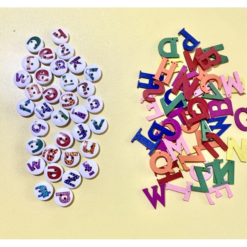 Jual Kancing, button kayu huruf besar dan huruf kecil utk art,craft ...