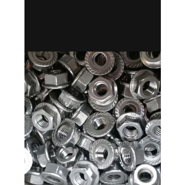 Jual Mur Flange M8 Stainless / Mur M8 SUS 304 / Nut Flange M8 Stainless ...