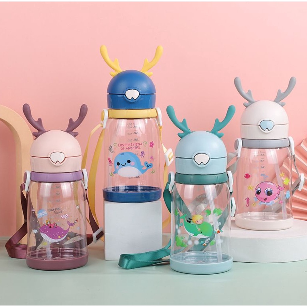 Jual Botol Minum Anak Tanduk Rusa 550ml Botol BPA Free Jerami Anak TK SD Sekolah/Botol Anak P26 ...
