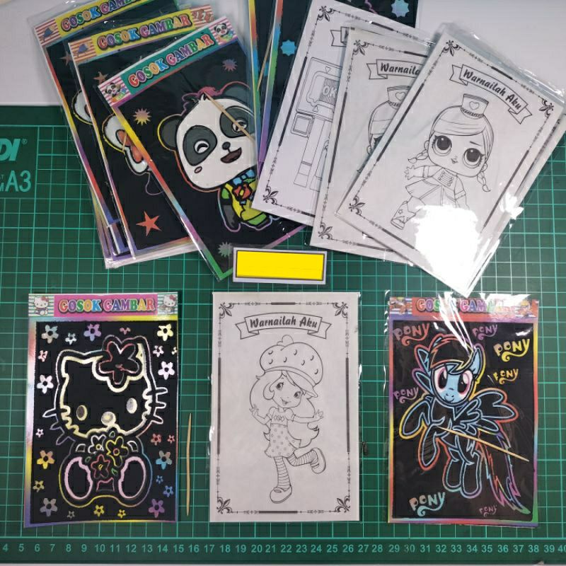 Jual 10 pcs Mainan Gosok Hitam/Mewarnai Gosok Lidi isi 10 pcs/Gosok ...