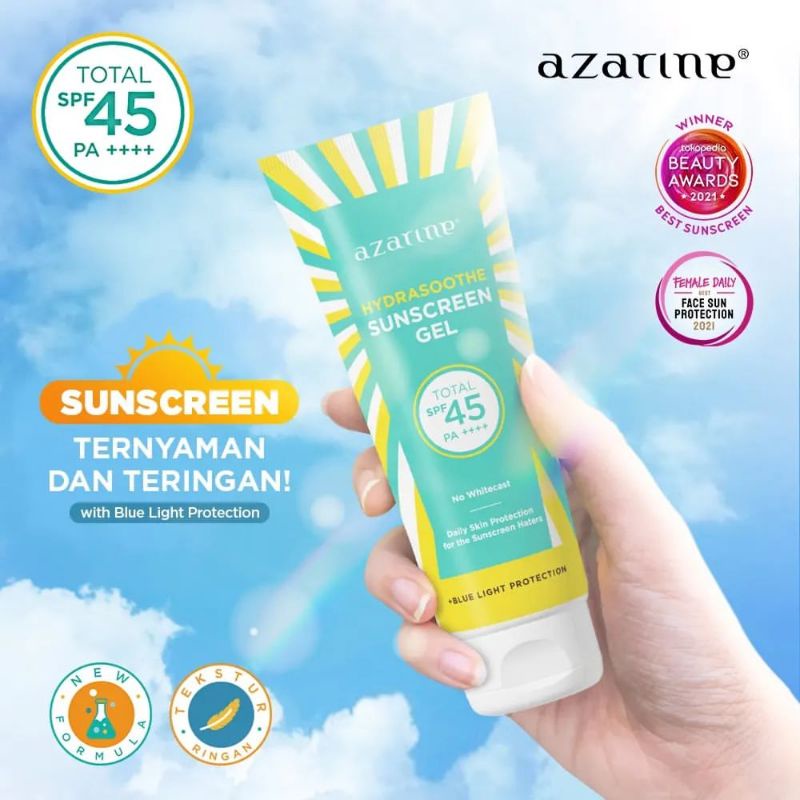 Jual DC AZARINE Hydrasoothe Spf 45 Pa++++ Sunscreen Gel (30ml,50ml) | Shopee Indonesia