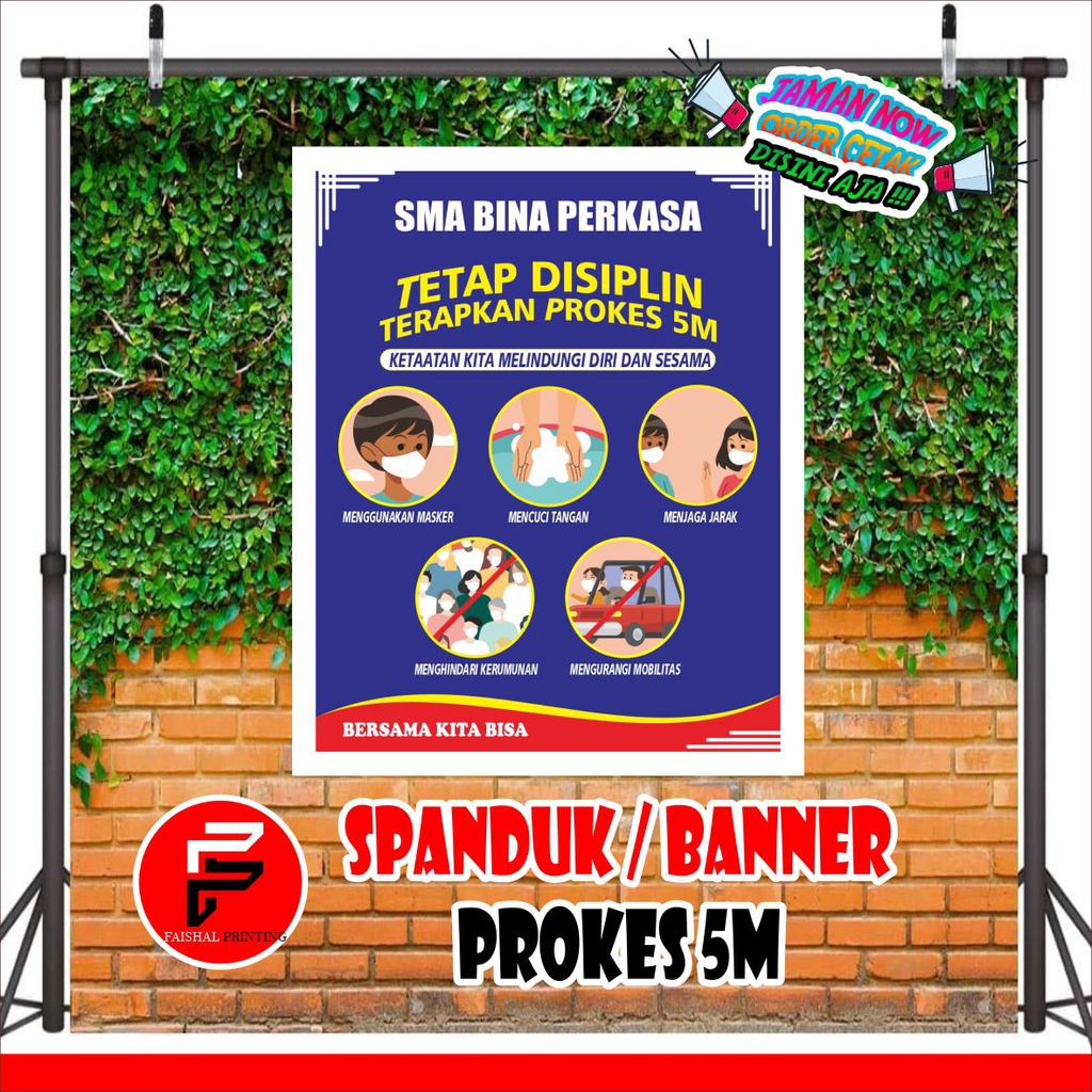 Jual spanduk banner prokes covid 5M ukuran 0,8 x 1 meter | Shopee Indonesia
