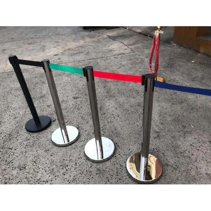 Jual Tiang Pembatas Antrian Stainless/Hitam Pita Biru/Merah/Kuning ...