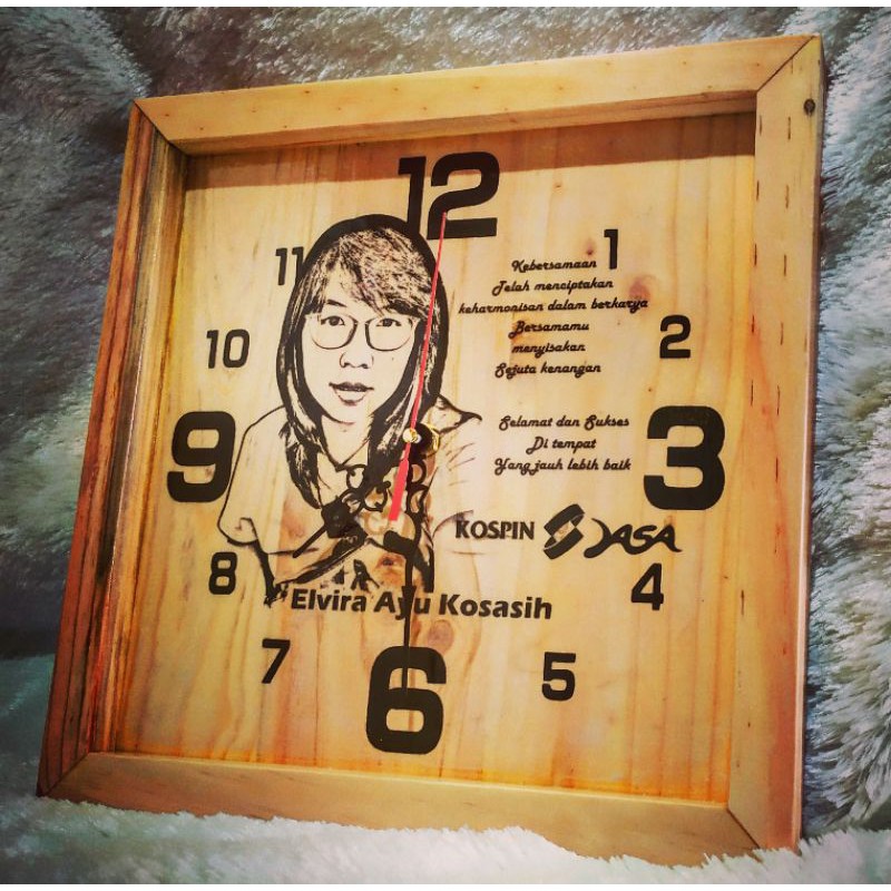 Jual Jam Dinding Kayu Custom | FREE Desain Sketsa Wajah | Shopee Indonesia