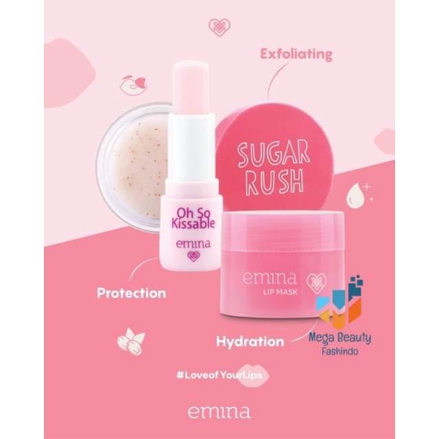 Jual Emina Lip Mask 9g | Sugar Rush Lip Scrub 4.2gr | Oh So Kissable ...