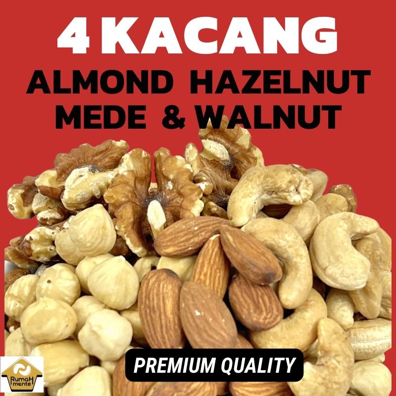 Jual TRAIL MIX 4 KACANG 500GR KACANG MEDE KACANG ALMOND HAZELNUT WALNUT ...