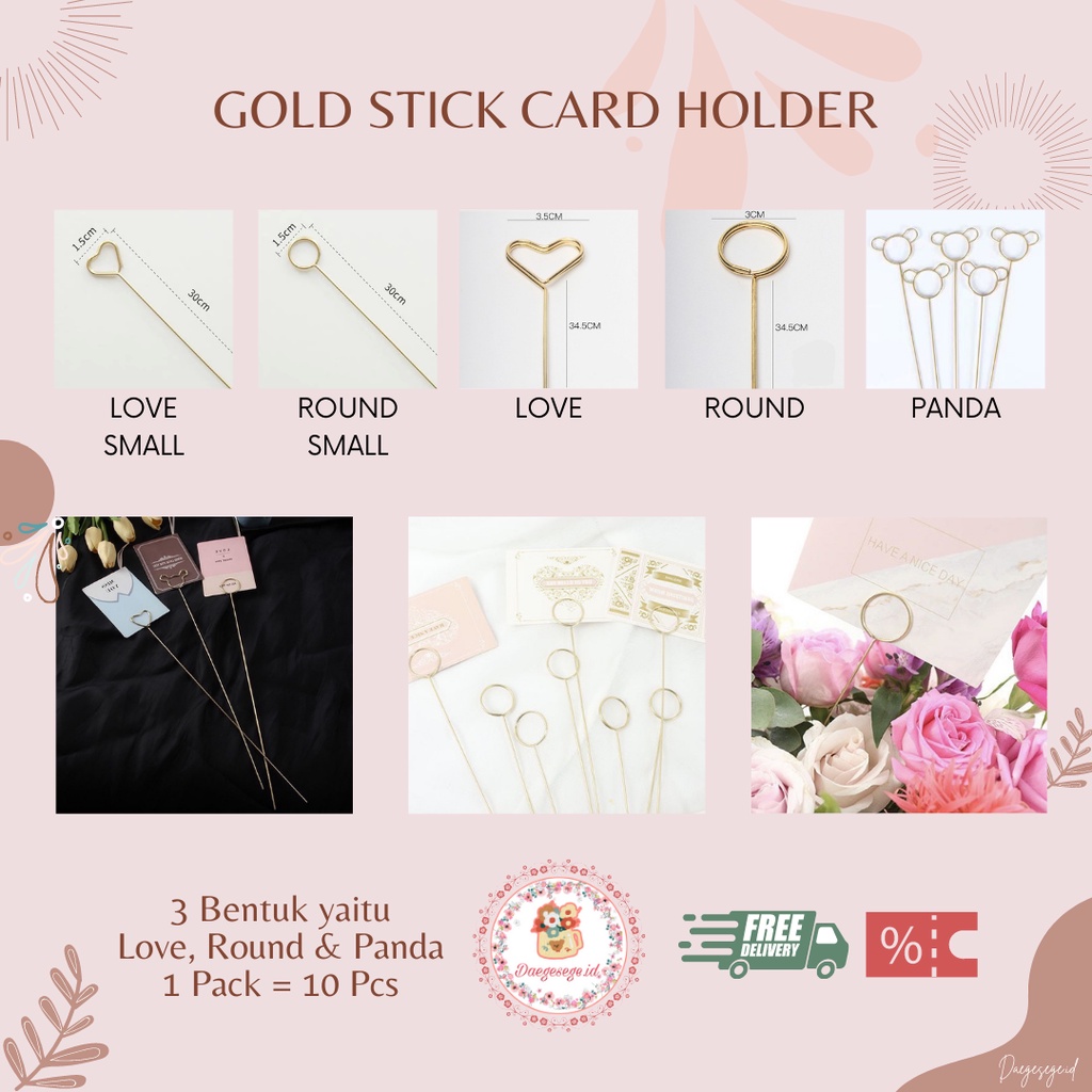 Jual [1 PCS] GOLD STICK CARD BENTUK LOVE BULAT PANDA | STICK BUNGA KLIP ...