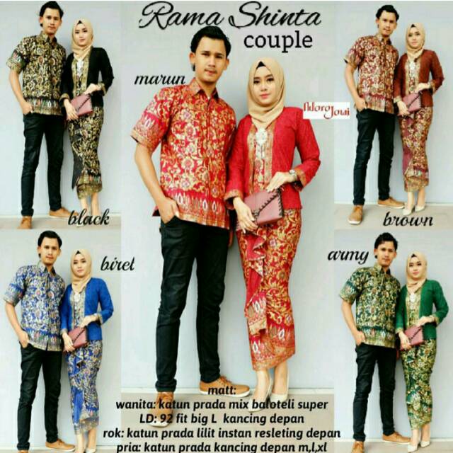 Jual Couple batik modern Couple batik dan kebaya / couple Rama shinta ...