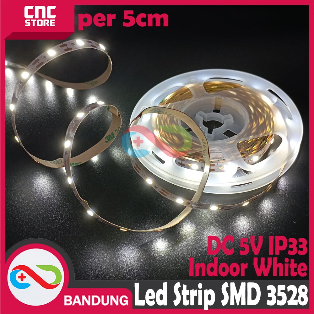 Jual LED STRIP SMD 3528 SINGLE COLOUR DC 5V IP33 INDOOR PUTIH WHITE PER ...