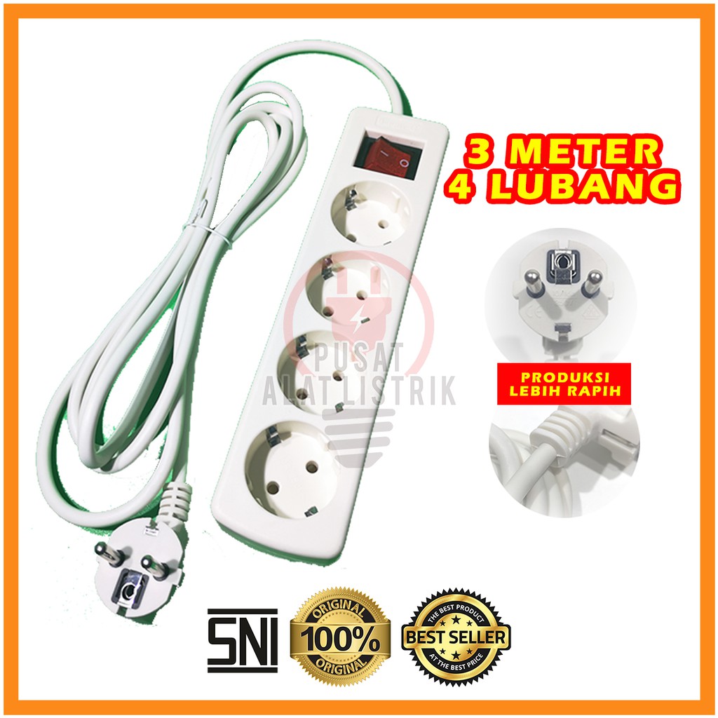 Jual COLOKAN LISTRIK 4 LUBANG 3 METER SAKLAR STOP KONTAK TERMINAL BOX ...