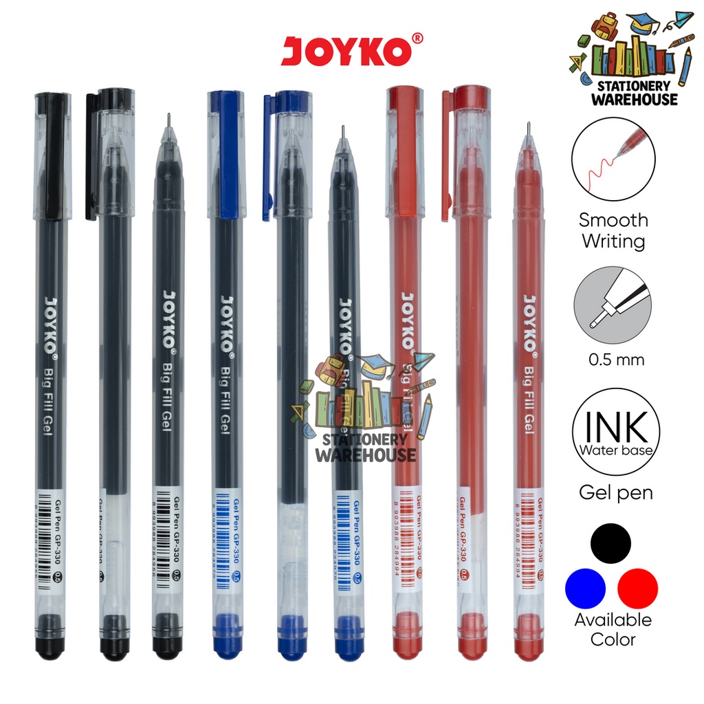 Jual Gel Pen Pulpen Pena Joyko GP-330 Big Fill Gel 0.5 mm | Shopee Indonesia
