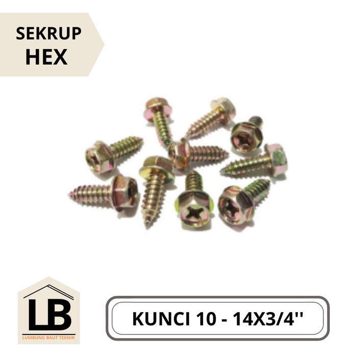 Jual SEKRUP KUNCI 10 - SKRUP HEX - DWI FUNGSI - AC 14 x 3/4" - SKRUP ...