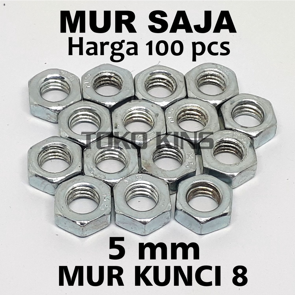 Jual Mur putih 5mm M5 per 100 pcs Mur Kunci 8 | Shopee Indonesia