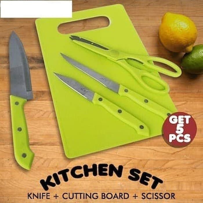 Jual Talenan pisau set isi 5 talenan pisau dapur gunting dapur 5in1 ...