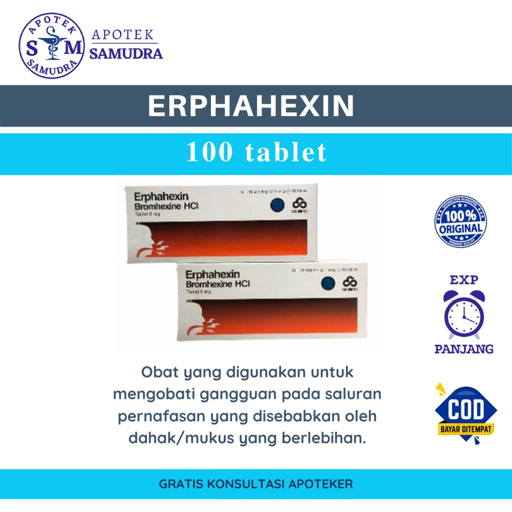 Jual ERPHAHEXIN Tablet - Box isi 100 Tablet (untuk mengobati Batuk ...