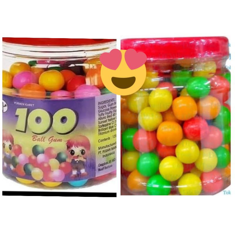 Jual permen karet bulat warna warna bubble gum 125pcs/toples 400gr ...