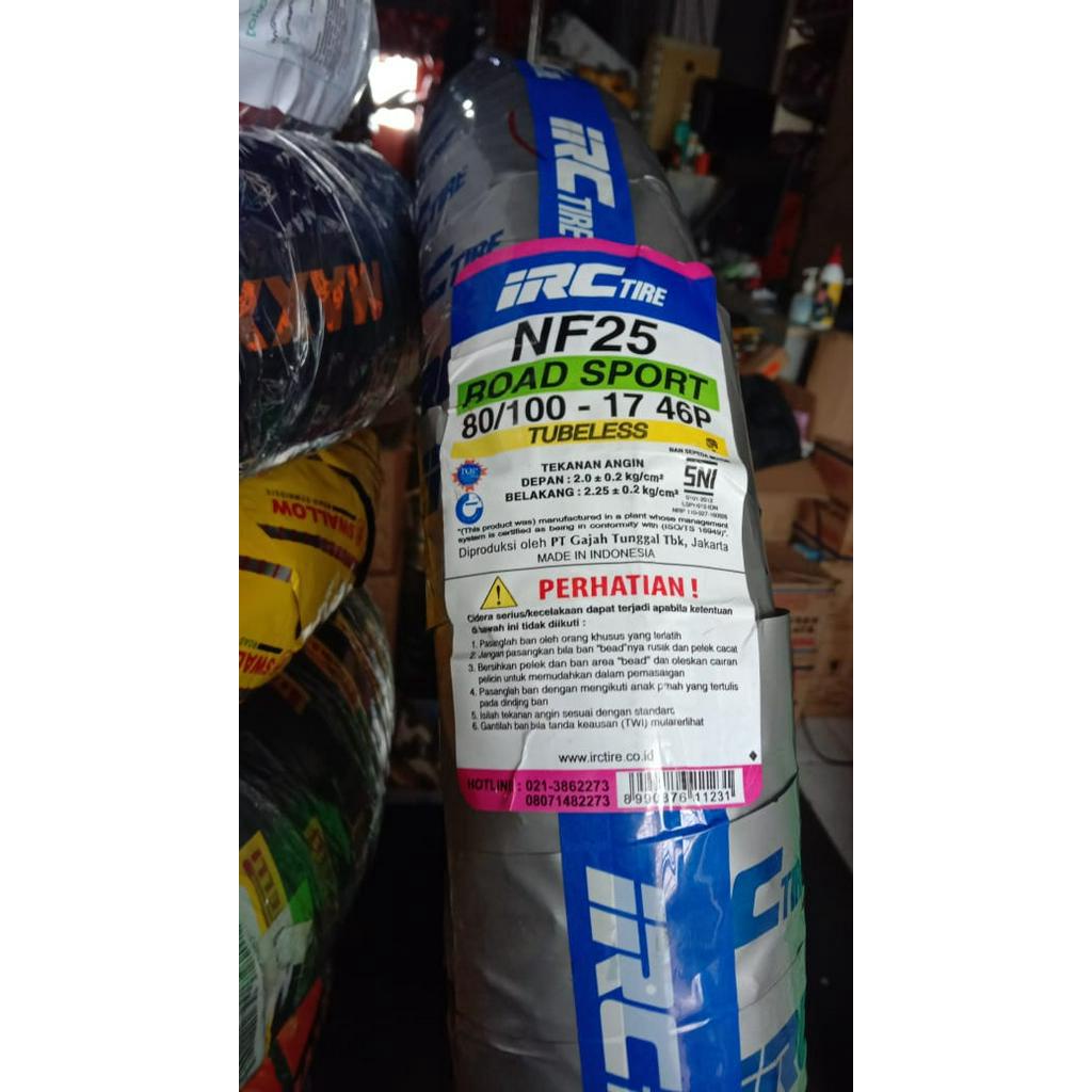 Jual Ban Luar ( TUBELESS ) IRC 80 / 100 - 17 NF 25 motor sport VERZA ...