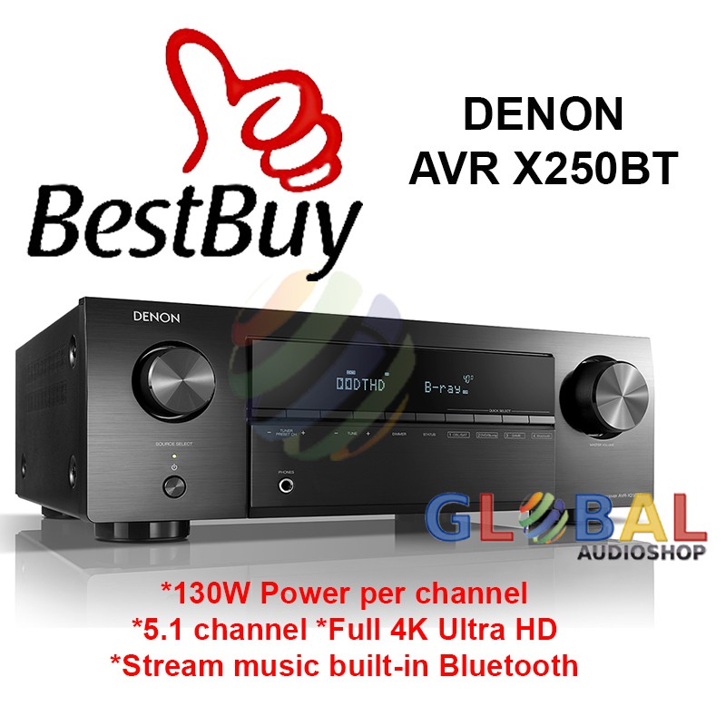 Jual Denon AVR X250BT AV Receiver 5.1 Ch Bluetooth Amplifier 4K Ultra ...