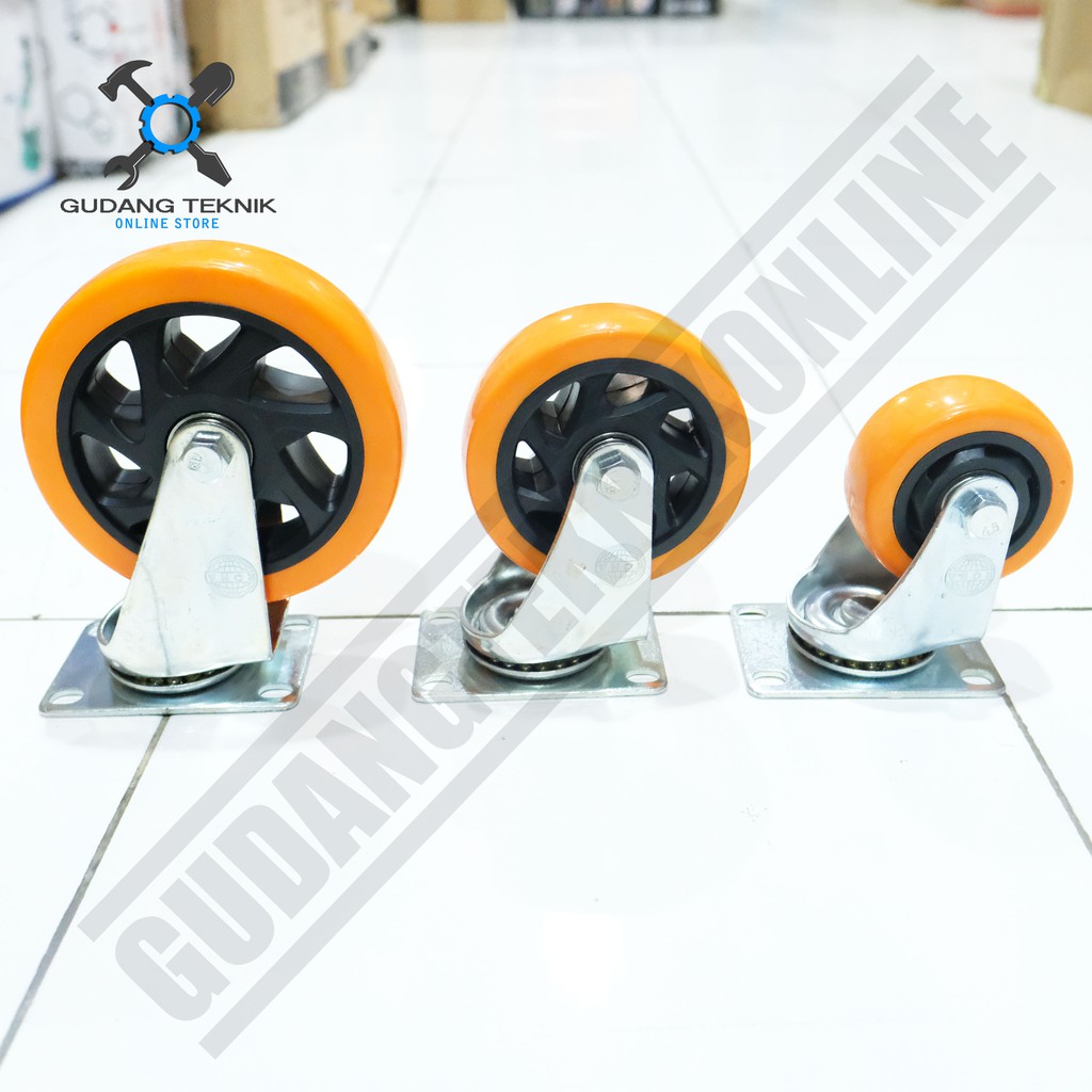 Jual Roda Trolley Troli Hidup Pvc Orange 3inch-4inch-5inch / Roda Hidup ...