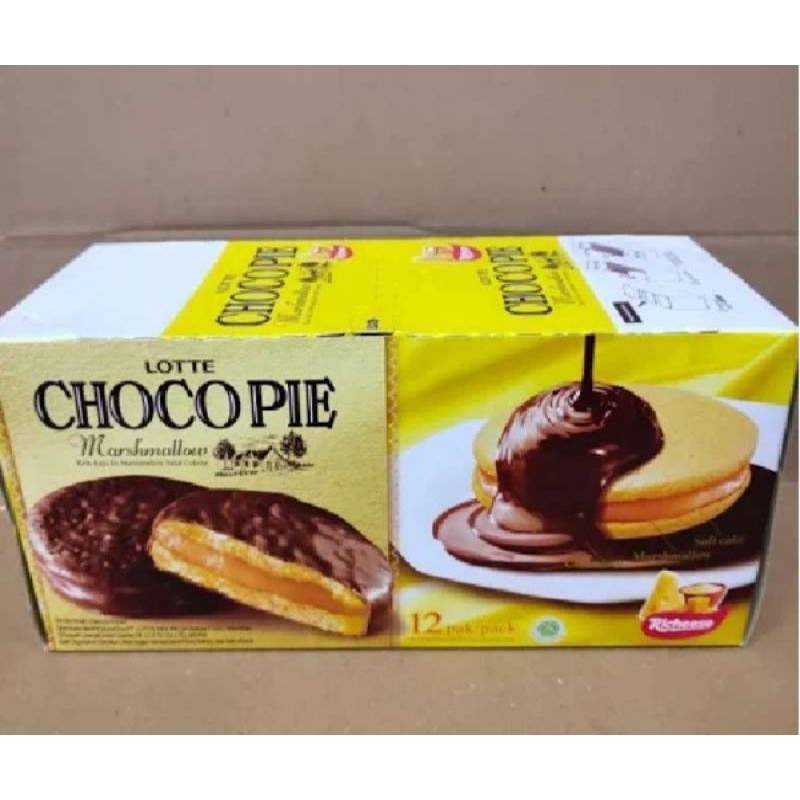 Jual LOTTE Choco Pie Cake Isi Marshmallow Salut Coklat isi marshmallow ...