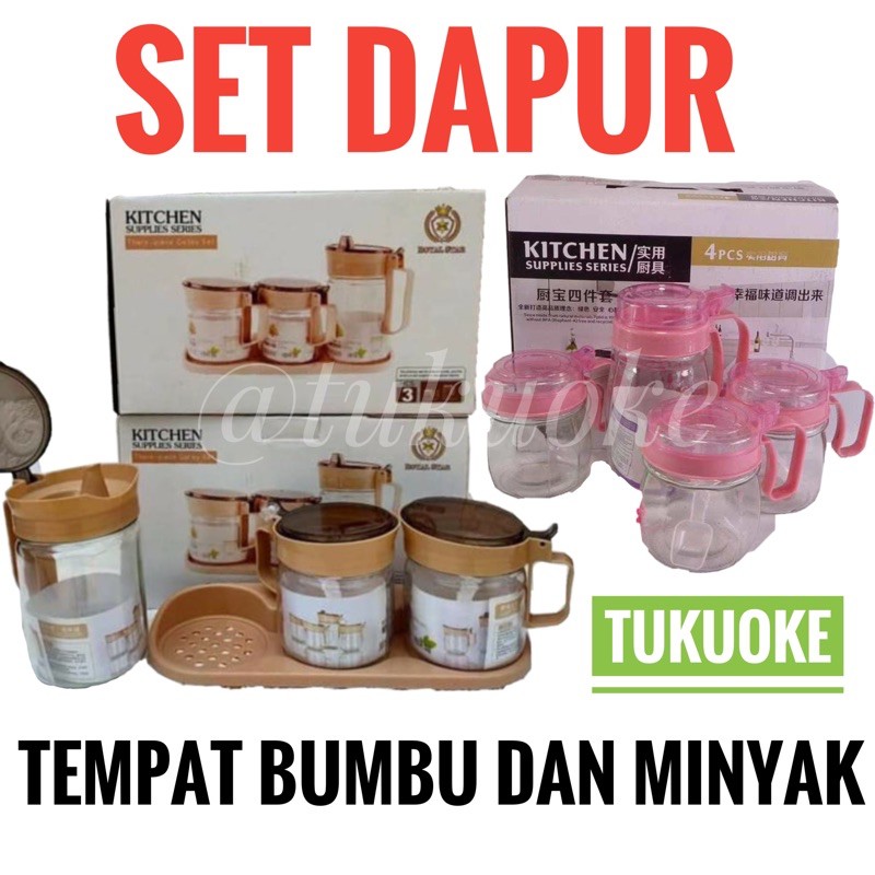 Jual [SET BUMBU DAPUR] TEMPAT BUMBU DAPUR DAN MINYAK KITCHEN JAR SET 3 ...