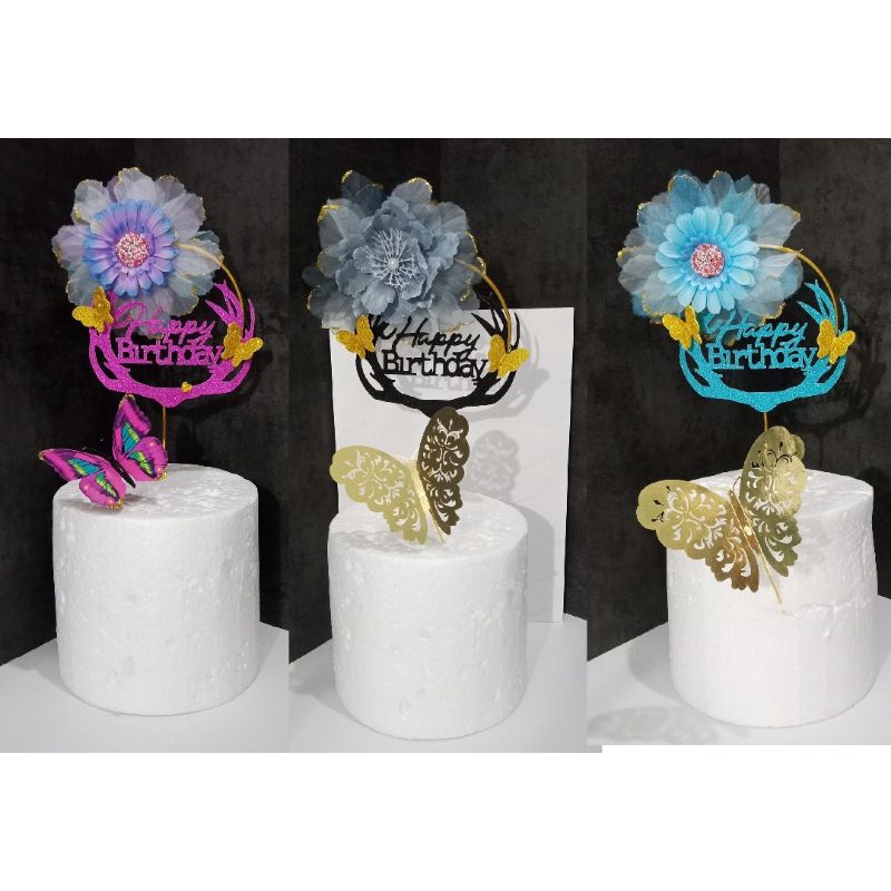 Jual Topper Happy Birthday bunga kupu | Shopee Indonesia