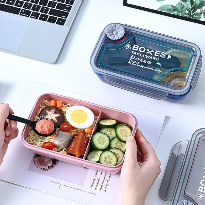 Jual LUNCH BOX KOTAK BEKAL ANTI TUMPAH FREE SONDOK BAHAN TEBAL | Shopee Indonesia