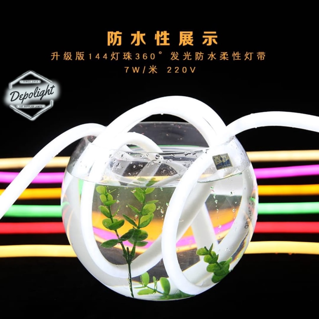 Jual Lampu Neon Flex bulat paket 5m 10m waterproof nyala Full Body ...