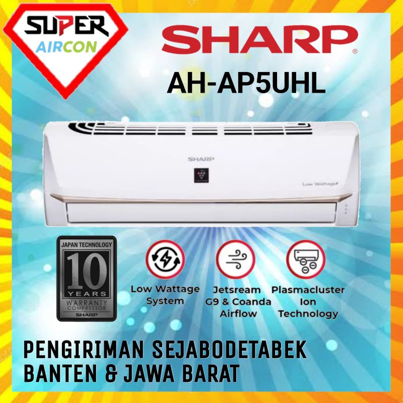 Jual AC SHARP AH - AP 5 UHL 1/2 PK R32 AH-A5UHL + PASANG INSTALASI | Shopee Indonesia