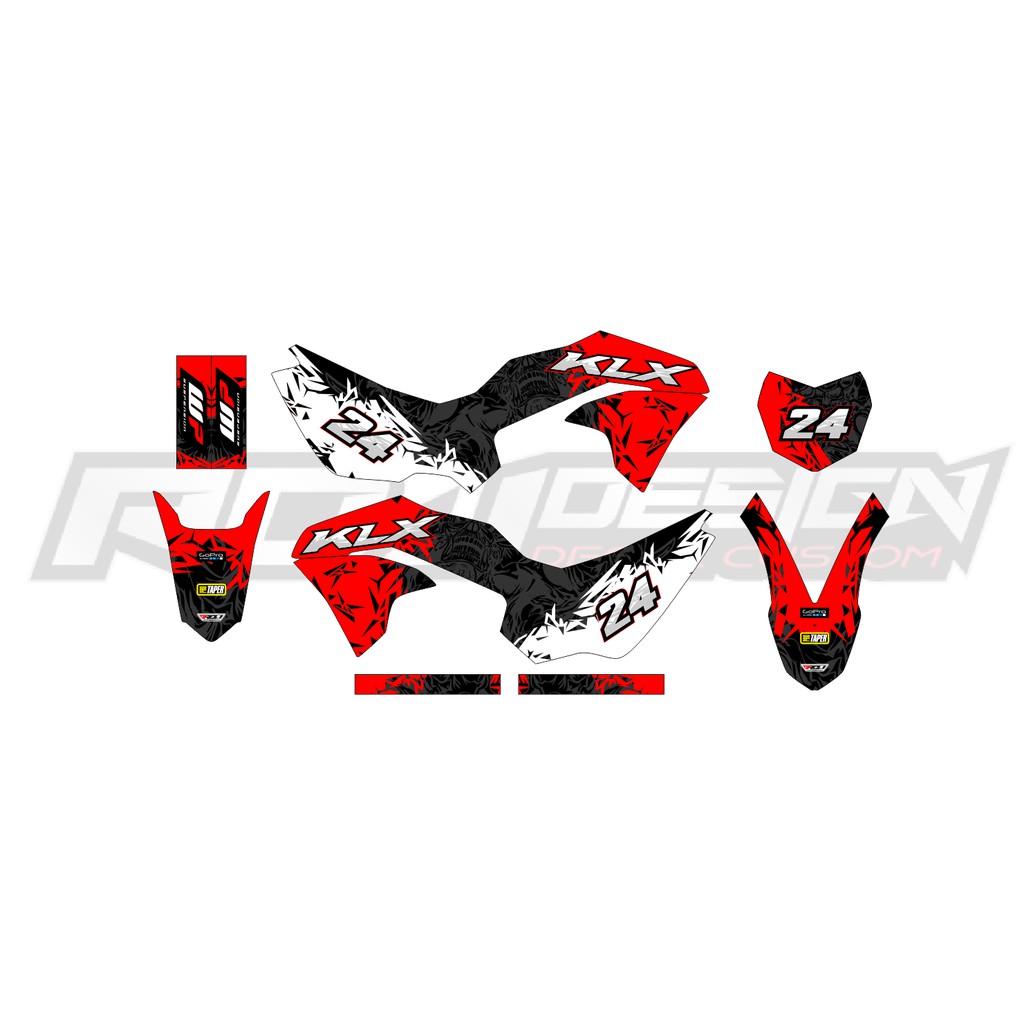 Jual DECAL STICKER KLX 230 R (004) DEKAL STIKER MERAH HITAM PUTIH ...
