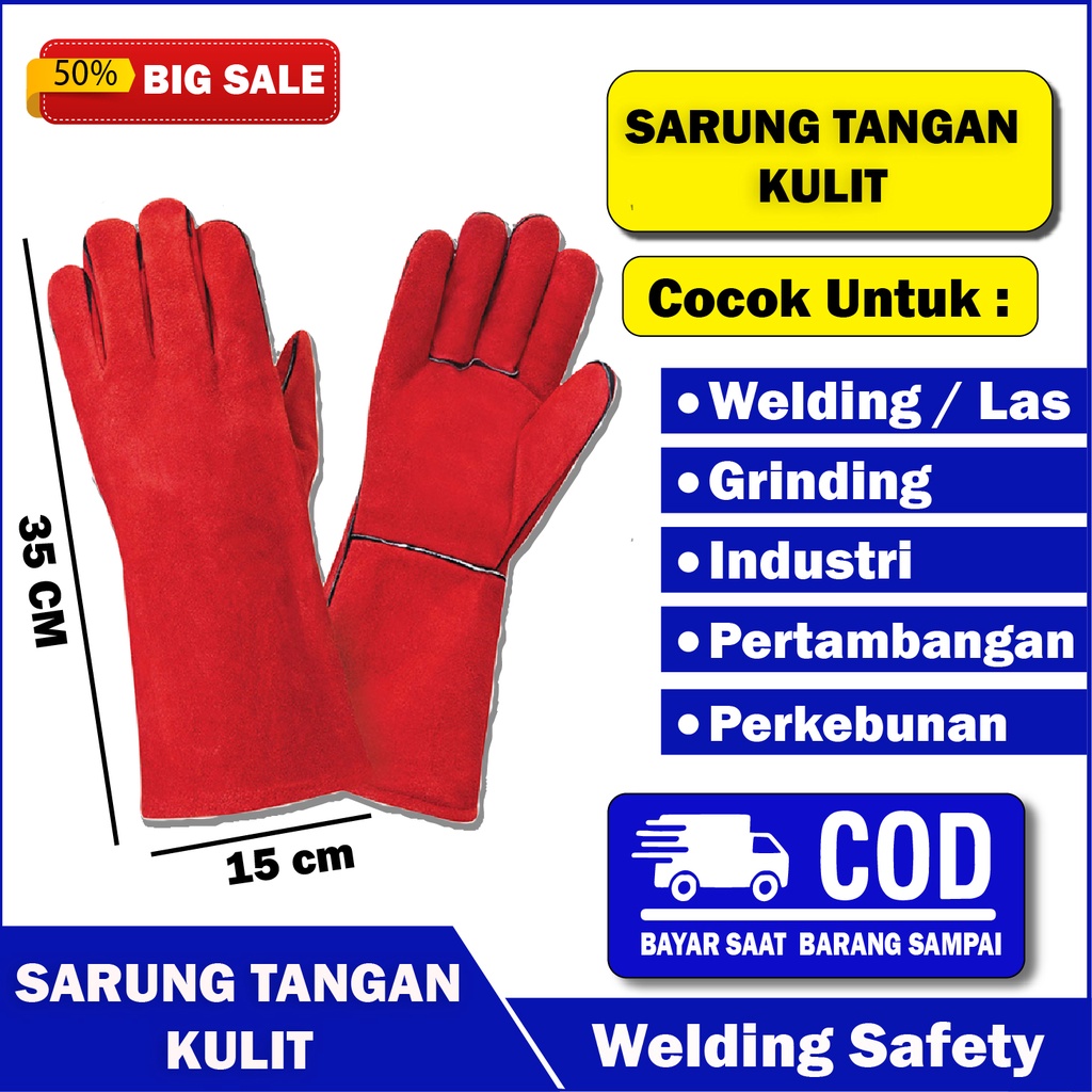 Jual SARUNG TANGAN LAS LISTRIK ANTI PANAS SARUNG ARGON KULIT SAFETI ...