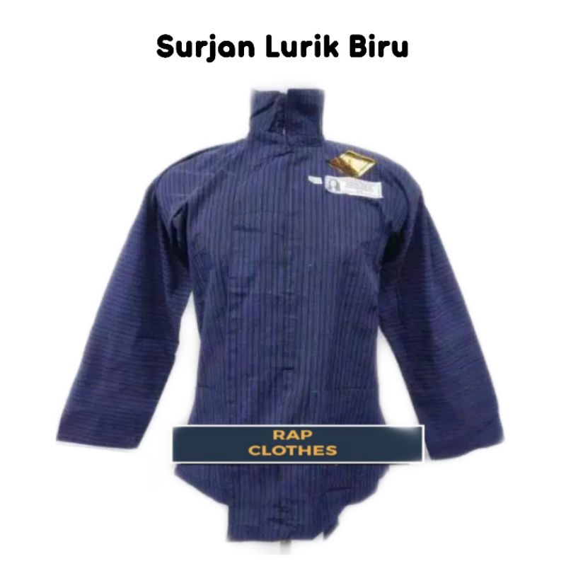 Jual Baju Lurik Biru Jawa Halus / Surjan Lurik Kecil Biru / Baju Surjan ...