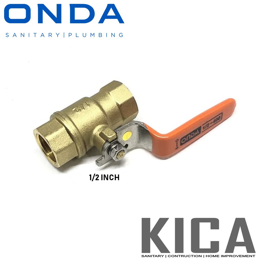 Jual BALL VALVE 1/2 INCH ONDA / STOP KRAN KUNINGAN / KRAN AIR 1/2 INCH ONDA | Shopee Indonesia
