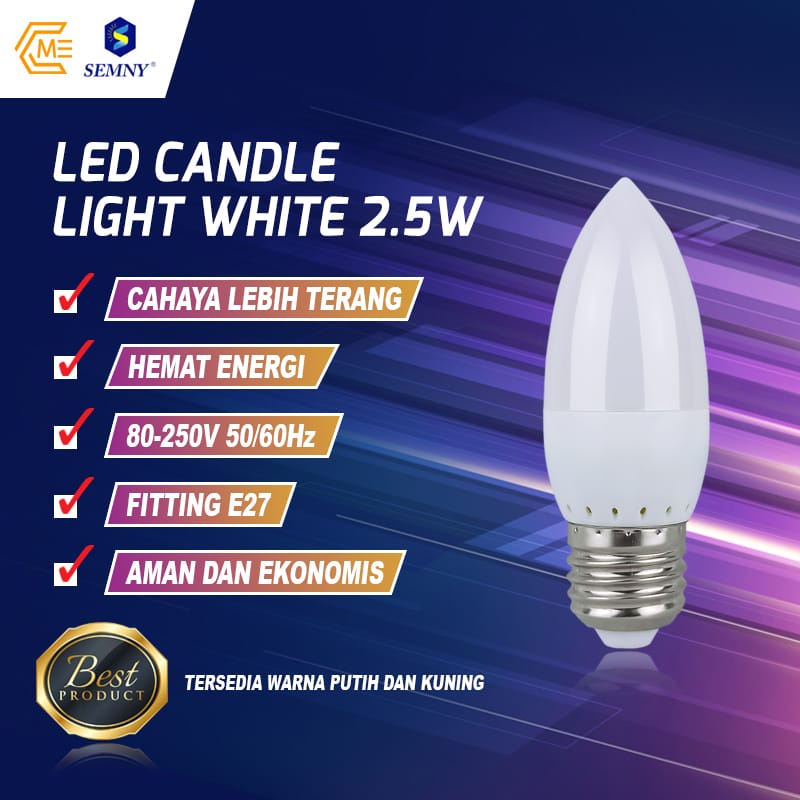 Jual Lampu Candle / Lilin LED 2.5 Watt Kaki E27 SY-702C | Shopee Indonesia