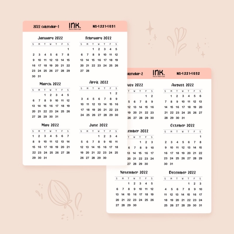 Jual Stiker Kalender 2022 | Calendar Sticker 2022 | Sticker Journal ...