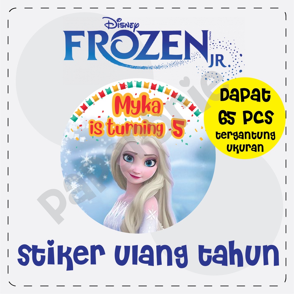 Jual Label Stiker Frozen Elsa - Sticker Ulang Tahun Anak, Bisa Custom ...