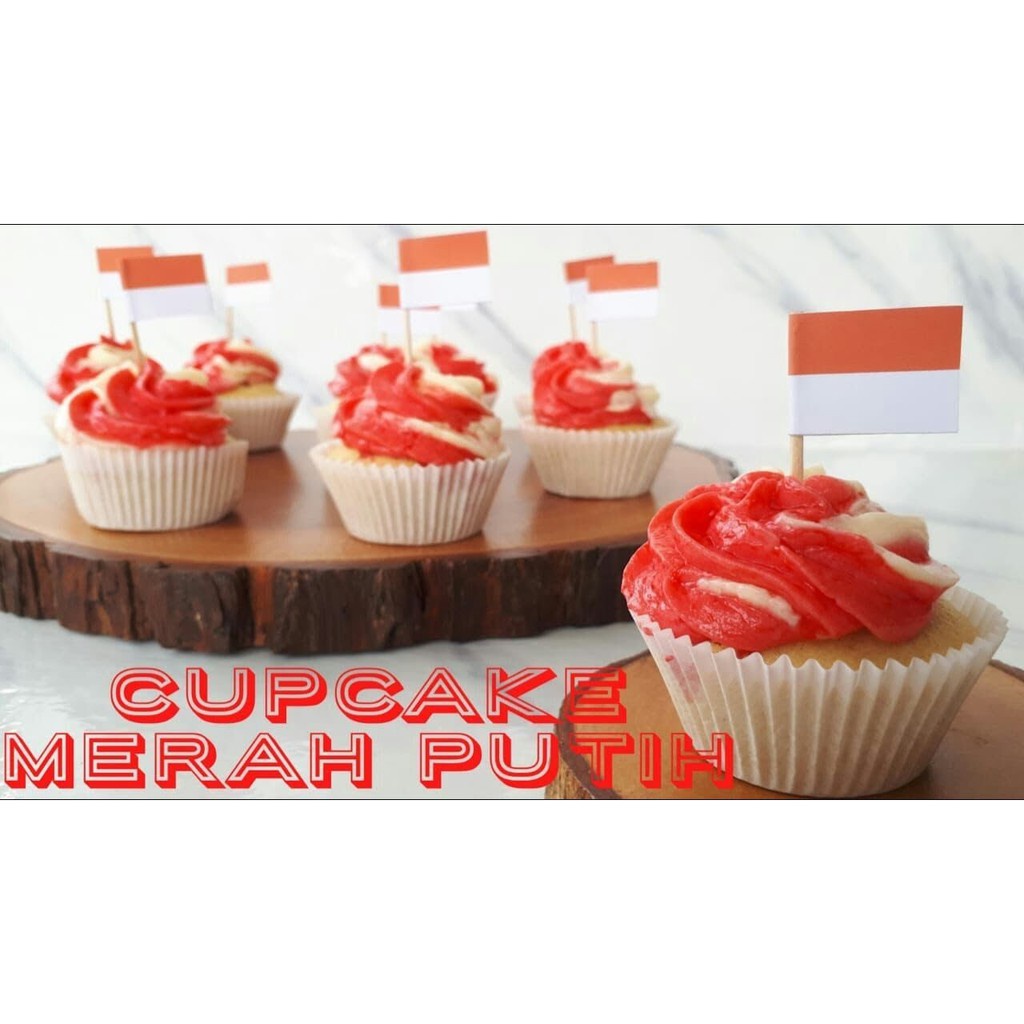 Jual 10 pcs topper hiasan kue cupcake tusuk gigi Bendera Merah Putih ...