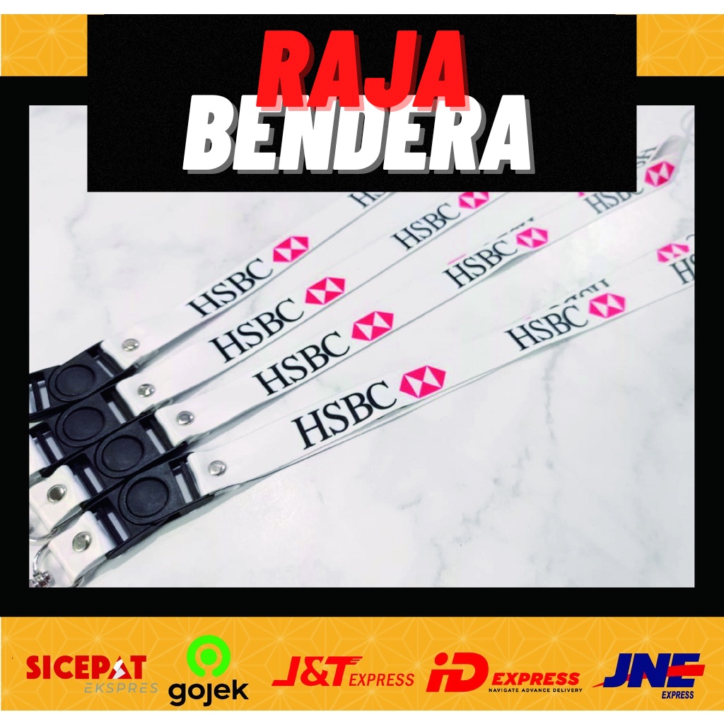 Jual Lanyard Bank HSBC Putih / Lanyard Custom Printing / Lanyard Murah ...