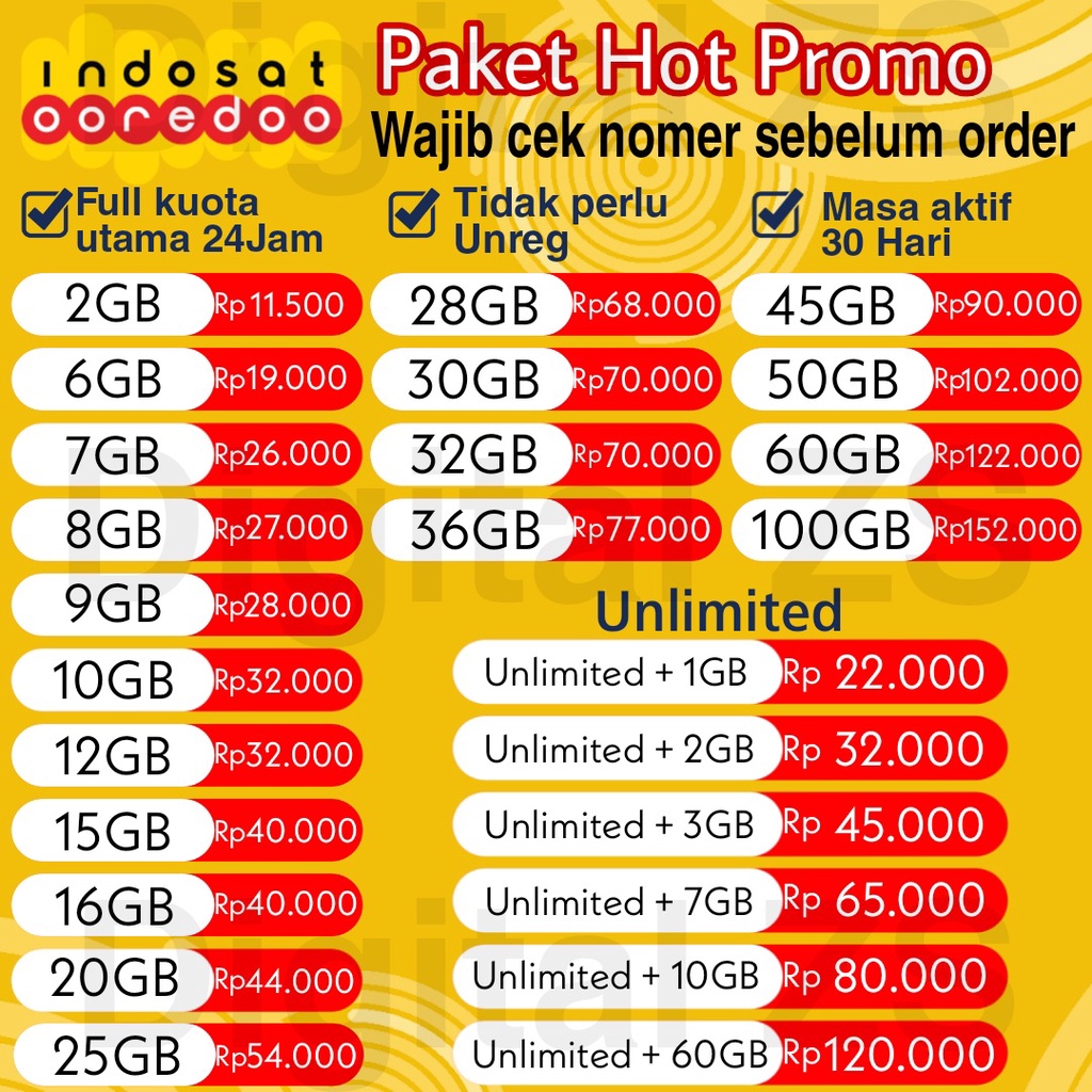 Jual Promo Kuota Indosat Im3 Full 24 Jam Tanpa Unreg Wajib Cek Nomor ...