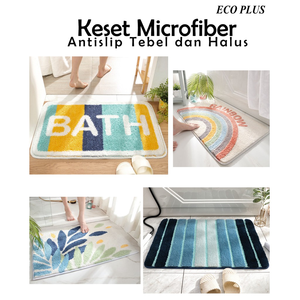 Jual Keset Microfiber Anti Slip Floor Map Carpet Motif Daun Garis ...