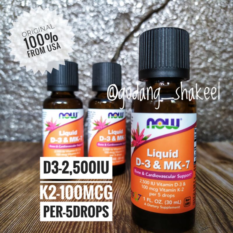 Jual Now Vitamin Liquid D3 MK7 2500 IU D-3 100 mcg K2 MK-7 Liquid ...