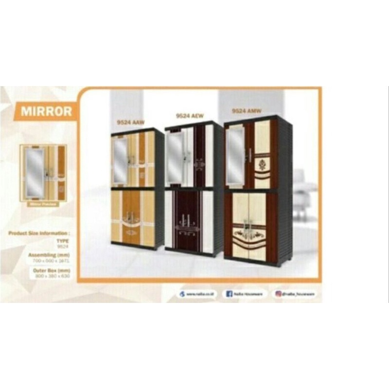 Jual NAIBA MSC Fit Ebony Atlanta Mirror 9524 / Lemari Pakaian Baju ...