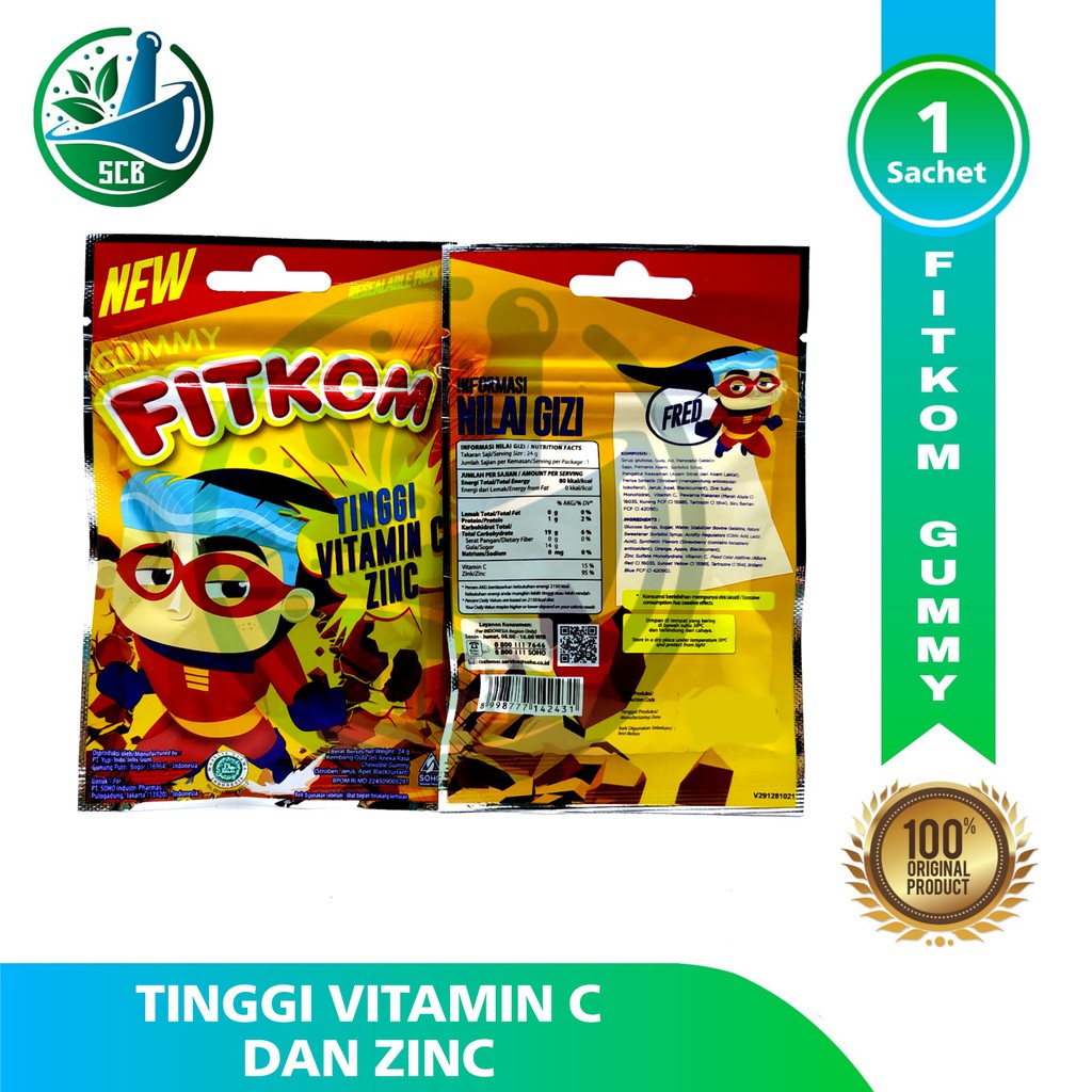 Jual Fitkom Gummy Vit C / Vitamin A B1 B3 B6 C / Vitamin D / Fruit ...