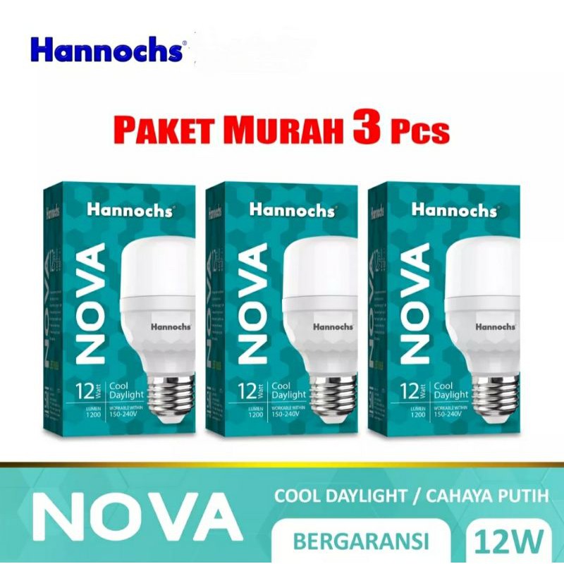 Jual Hannochs Lampu LED Kapsul Nova 12W 3pcs - Putih (Cool Day Light ...