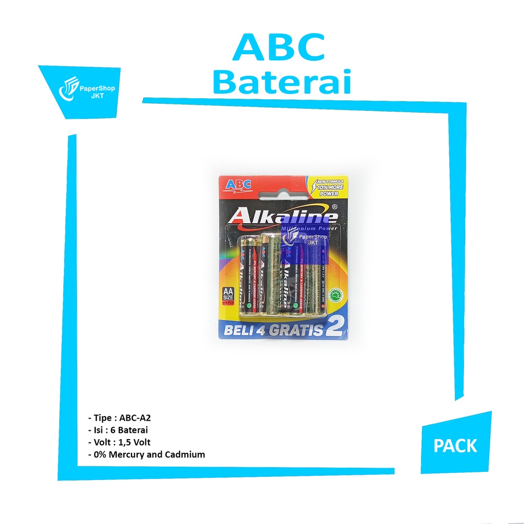 Jual ABC - Batu Baterai Alkaline Size AA - Pack | Shopee Indonesia