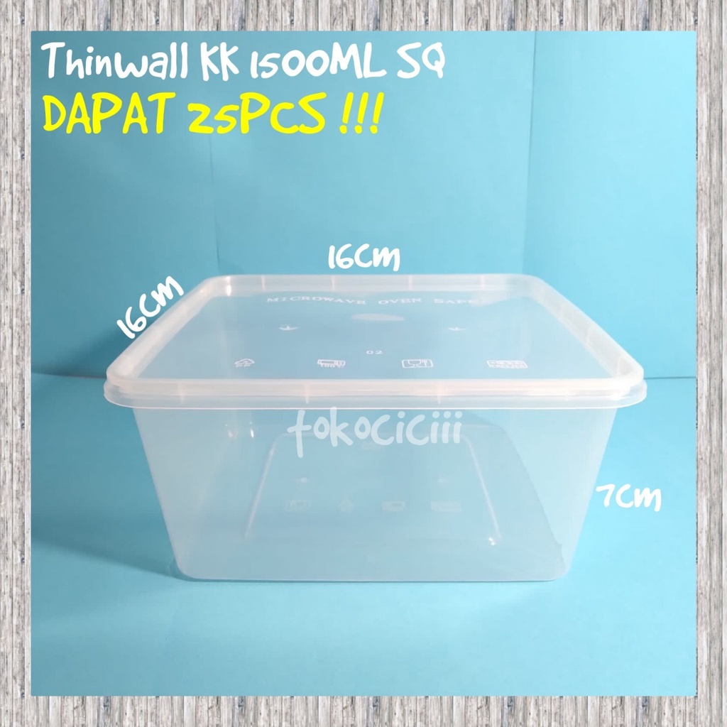 Jual Thinwall food container 1500ml / Kotak Makan Bening / Mangkok ...