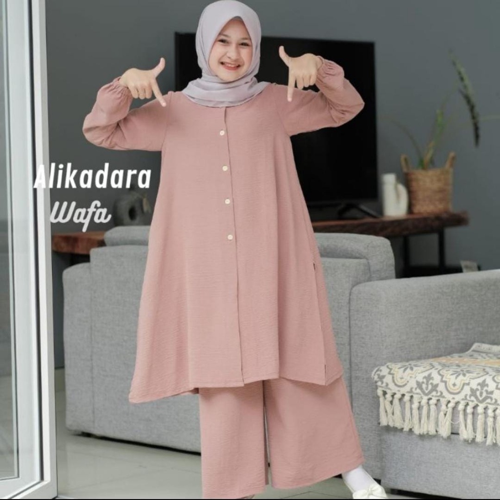 Jual (WAFFA) KIDS SET SETELAN POLOS ANAK REMAJA PEREMPUAN 6 7 8 9 10 11 12 13 14 15 TAHUN KATUN ...