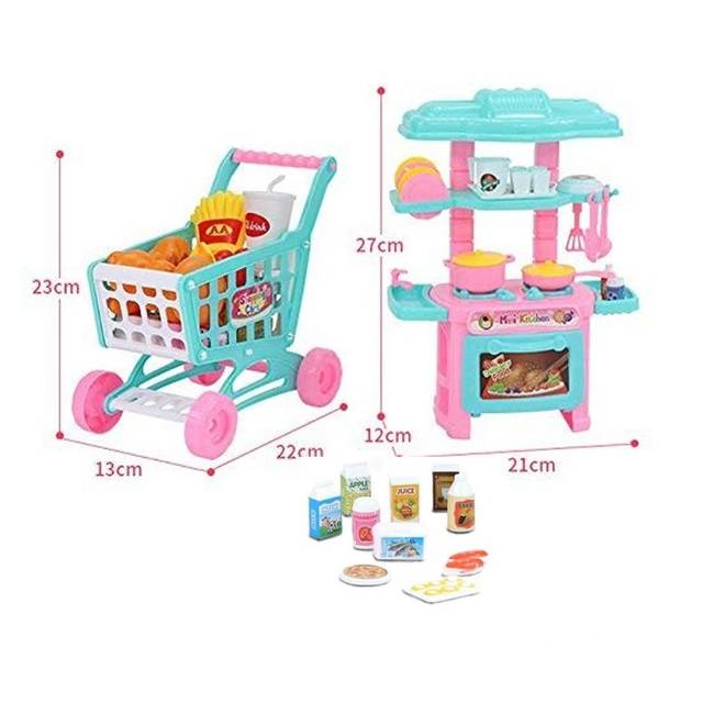 Jual MAINAN Mini Kitchen Set dan shopping cart (72pcs) | Shopee Indonesia